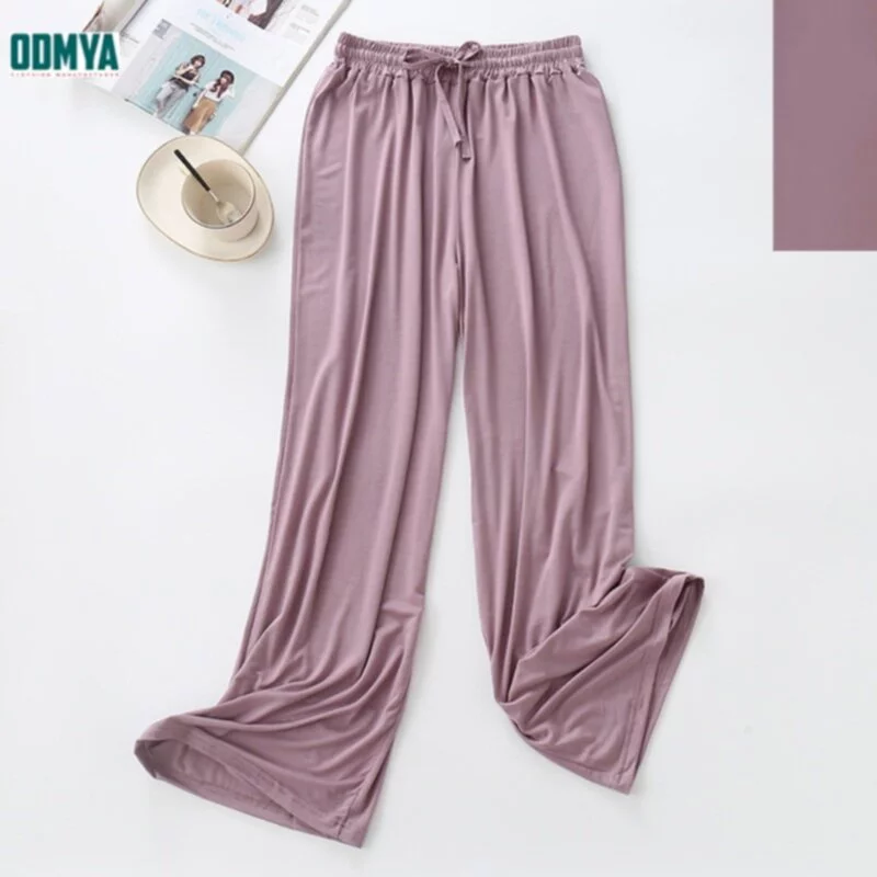 Modal Elastic High Waist Solid Wide Leg Pants Manufacturer