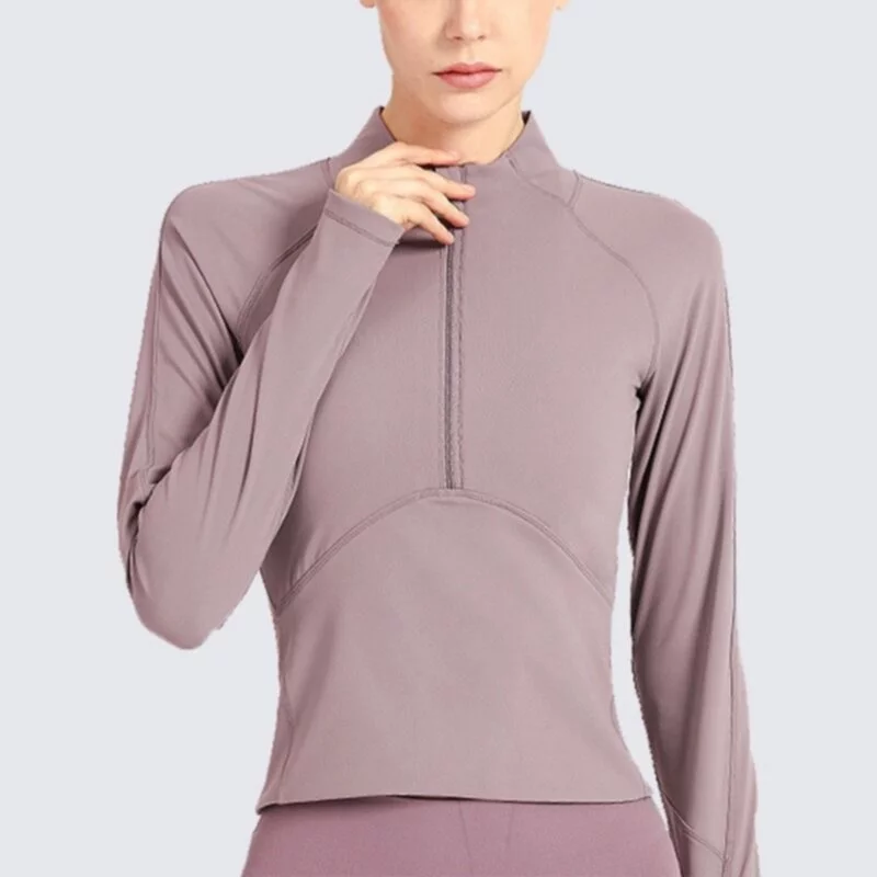 Half Zip Tight Running Yoga Suit Long Sleeve Yoga Jacket Manufacturer
